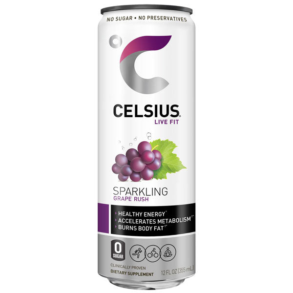 Celsius Essential Energy Drink, Sparkling Grape Rush, 12 Fl Oz ...
